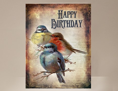 Vintage Birds Birthday Card | Yesterday's Best