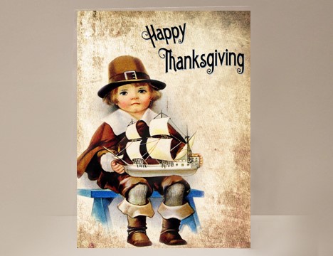 Pilgrim Boy Thanksgiving Card | Yesterday's Best