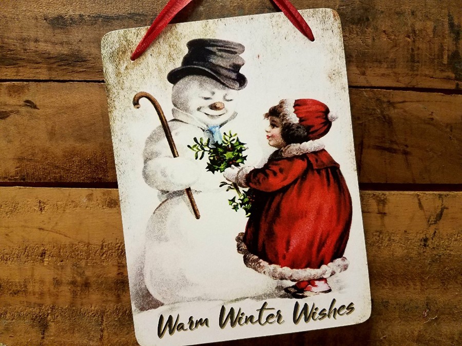 Holiday Decorations Warm Winter Wishes Snowman | Yesterday's Best