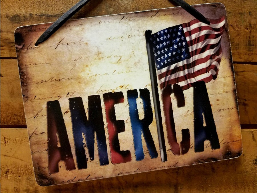 Patriotic hanging plaque wood sign | Yesterday's Best